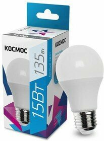 2шт/уп. Лампа LED Груша 15Вт 220В A60 E27 4500К Свет Нейтральный белый арт. LkecLED15wA60 E2745 Космос, уп. 2шт