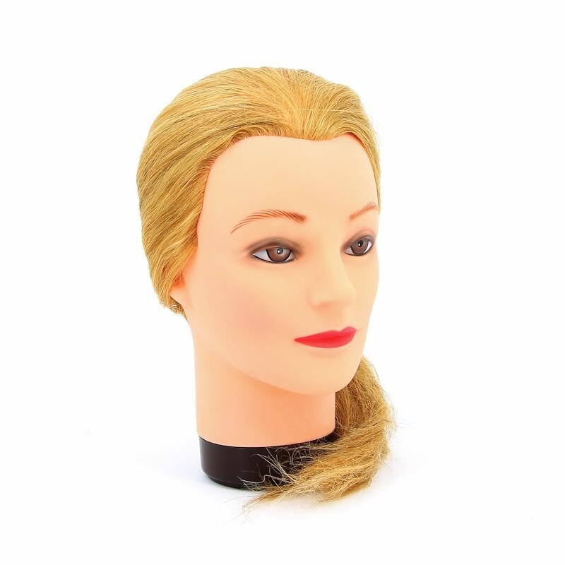 Голова манекен для причесок DEWAL Pro "блондинка", 100% натуральные волосы, холодный блонд