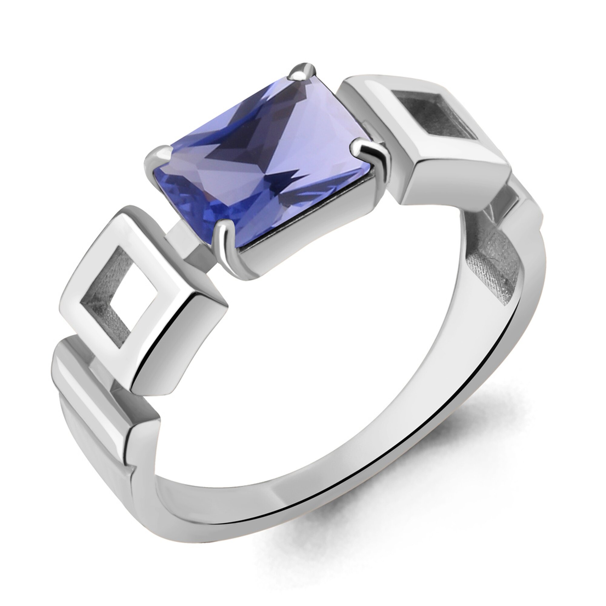 Кольцо, серебро, 925 проба, родирование, танзанит