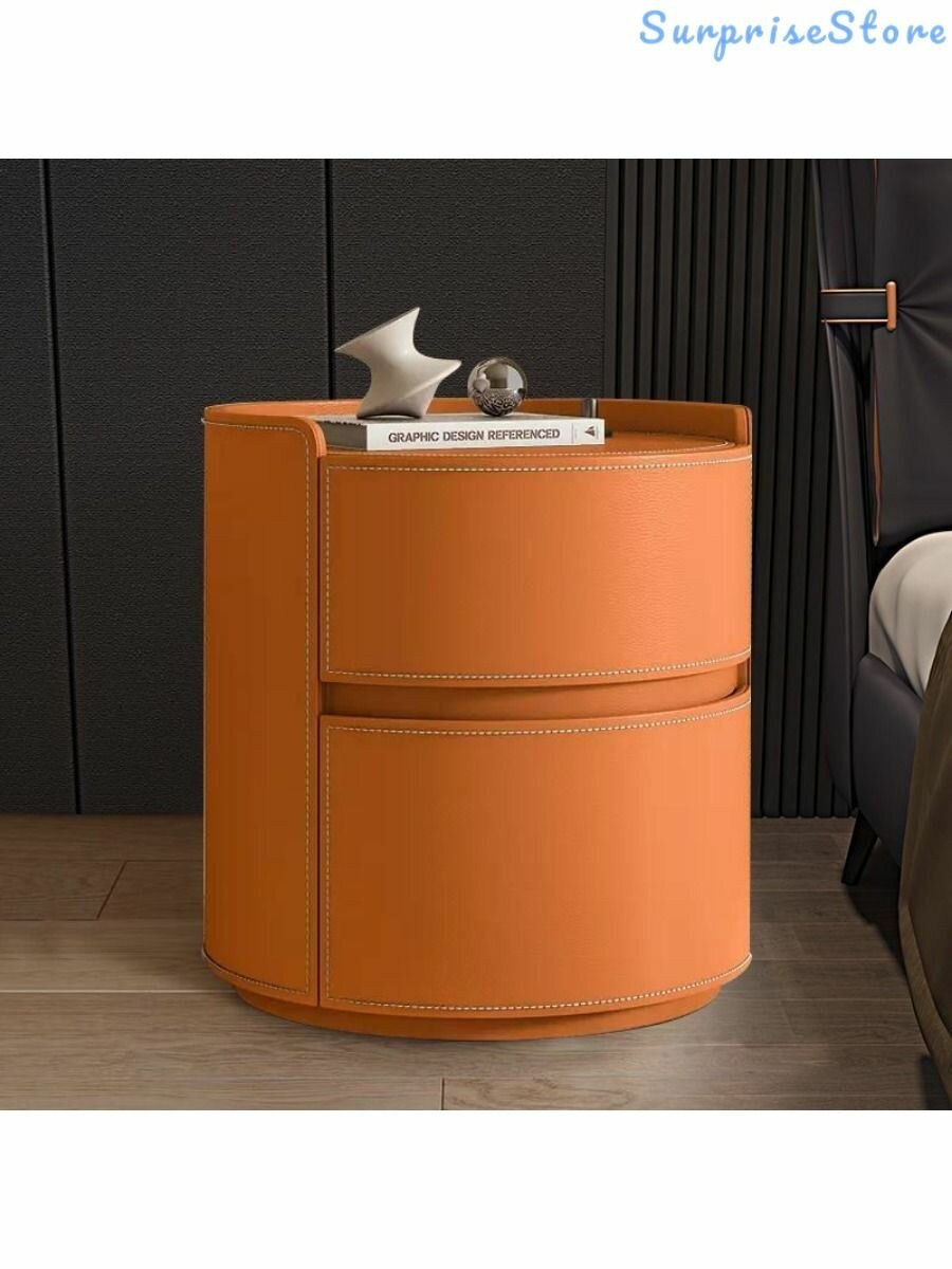 Тумба прикроватная, на колесиках, оранжевая, искусственная кожа/антибактериальная, 45х50х45 см