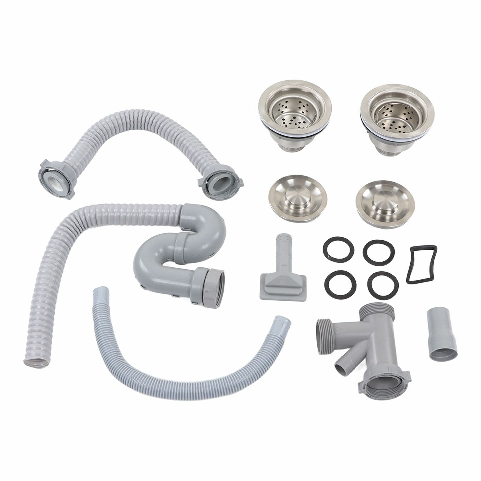 Сливная труба для кухонной мойки из нержавеющей стали с S-образным изгибом, 12 деталей