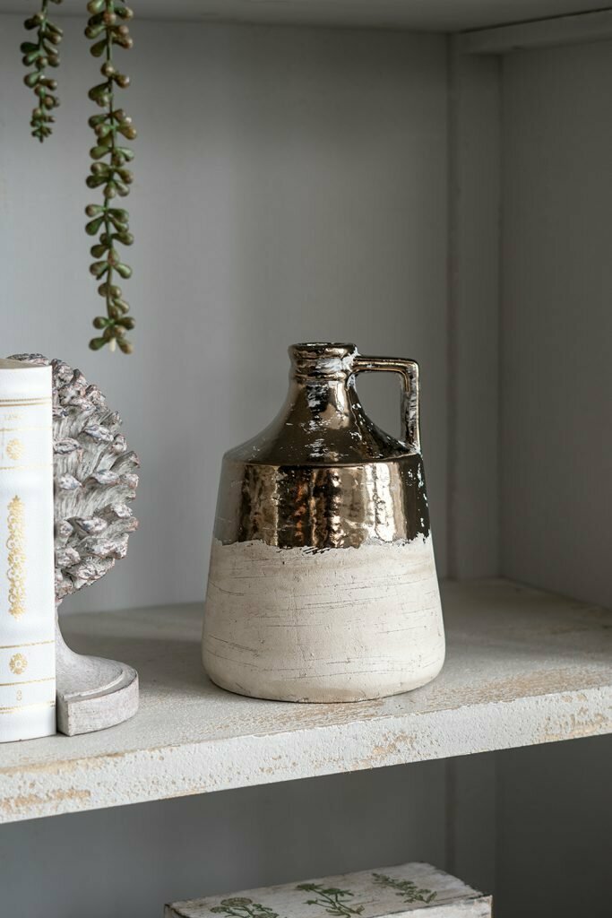 C6067 Ваза с ручкой 16х16х21см, керамика, коричневая, Glasar