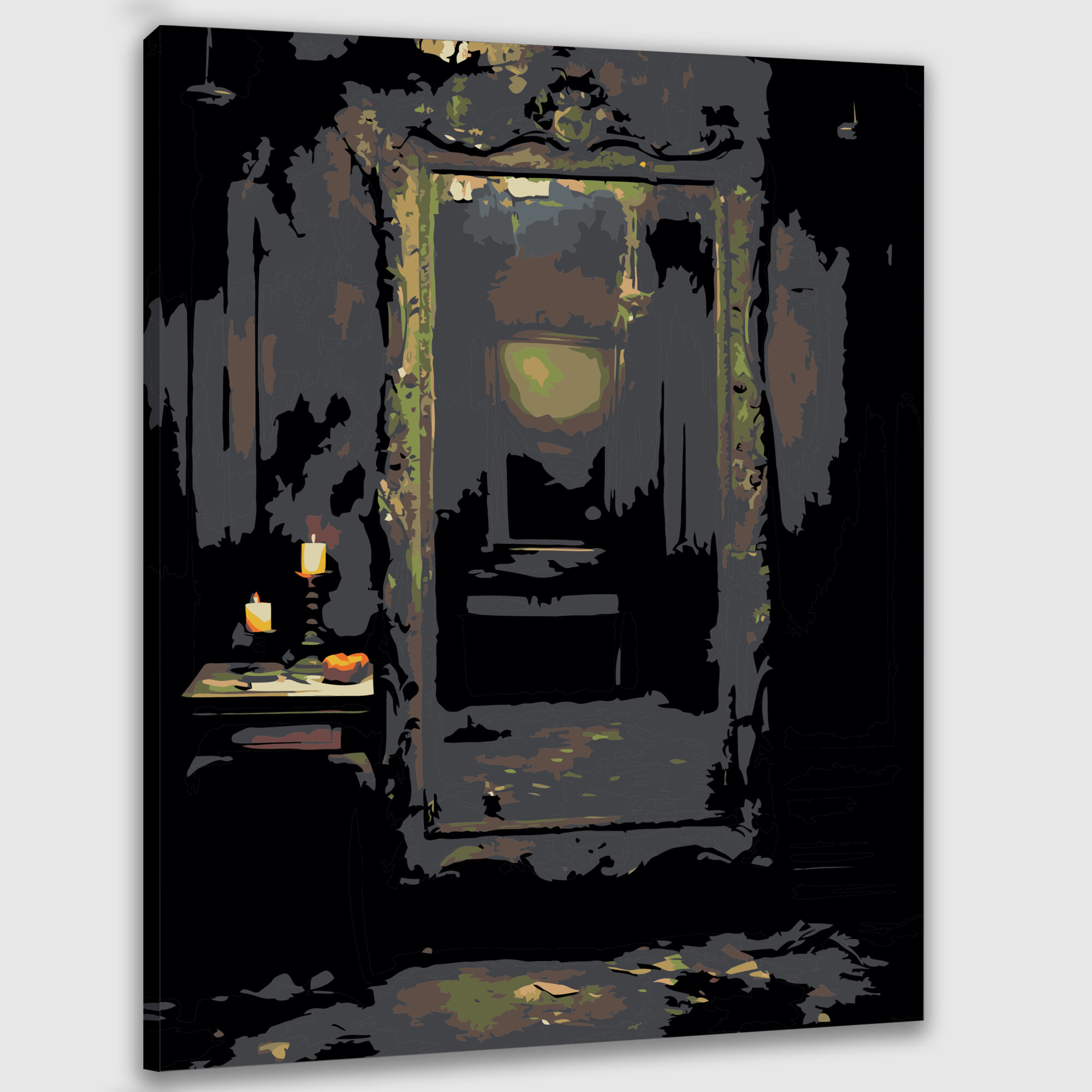 Картина по номерам 40x50 см, фотография, антикварное зеркало, тускло освещенная комната, карта таро, волшебное зеркало