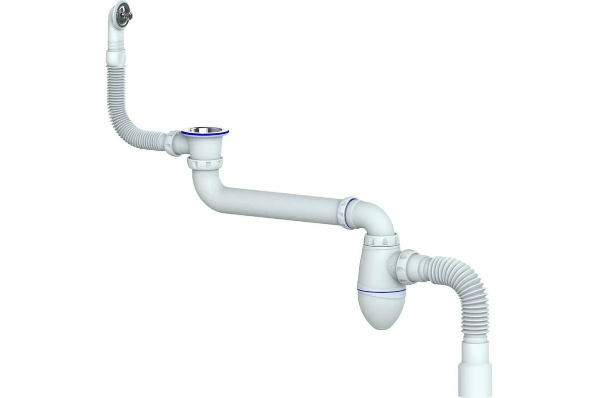 Сифон для тюльпана, умывальника винт 6x85, гибкий отвод в канализацию 40x40/50 AC23