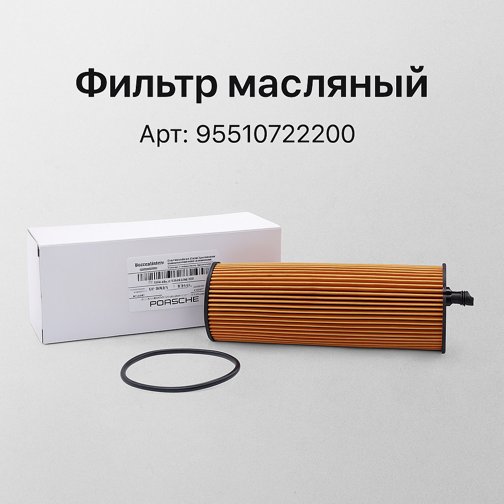 Фильтр масляный дизель Порше Кайен 3.0 4.2 с 2007 по 2018, Фольксваген Туарег 3.0 4.2 с 2002 по 2018 ОЕМ 95510722200