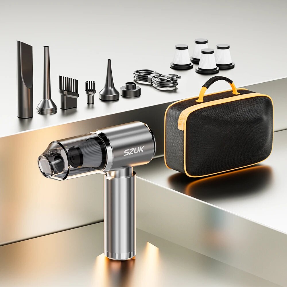 Беспроводной мини-пылесос SZUK для автомобиля: мощное всасывание, портативный, Sliver 4hapa bag