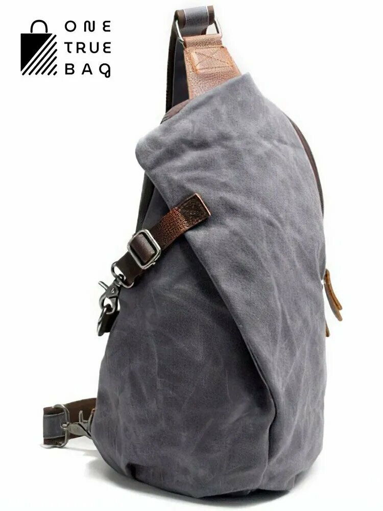 Рюкзак ONE TRUE BAG, унисекс, из канваса и воловьей кожи, водоотталкивающий, темно-серый