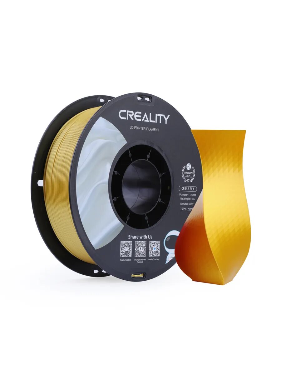 PLA пластик Silk золотой 1.75 мм | 1 кг | Гладкая поверхность | Эффект металлика