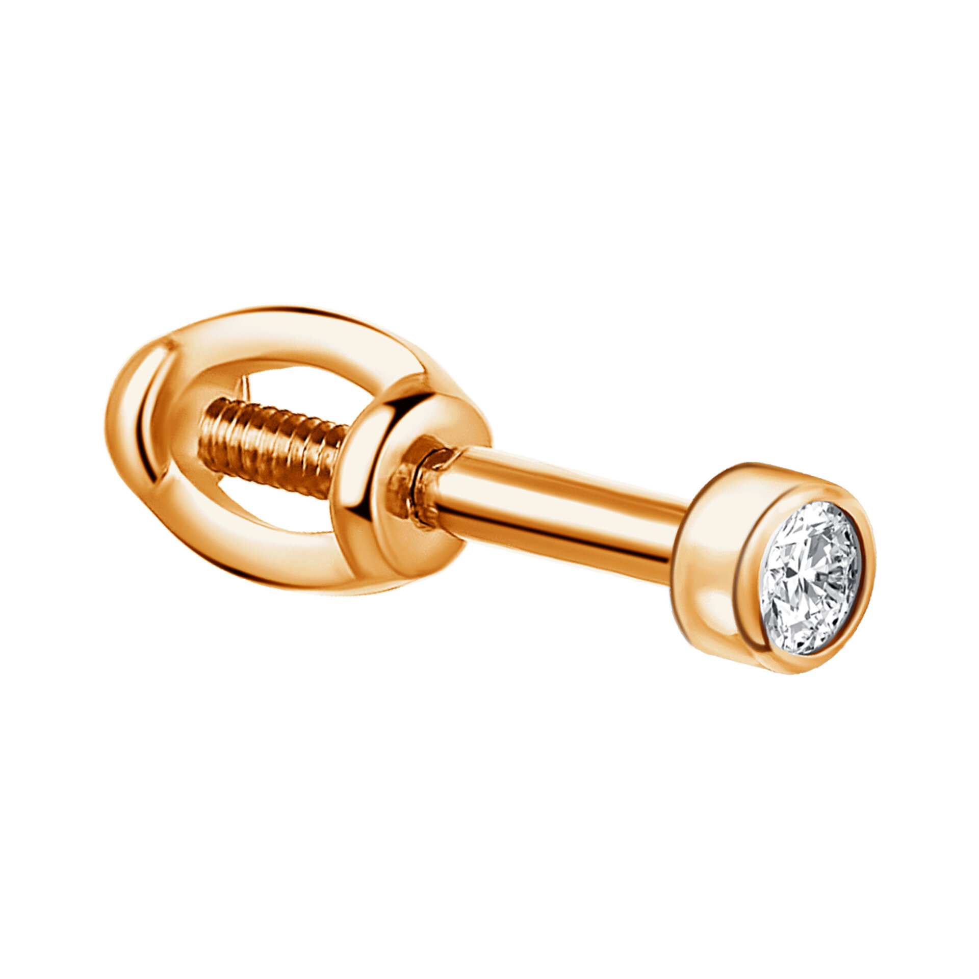 Моносерьга, красное золото, 585 проба, фианит