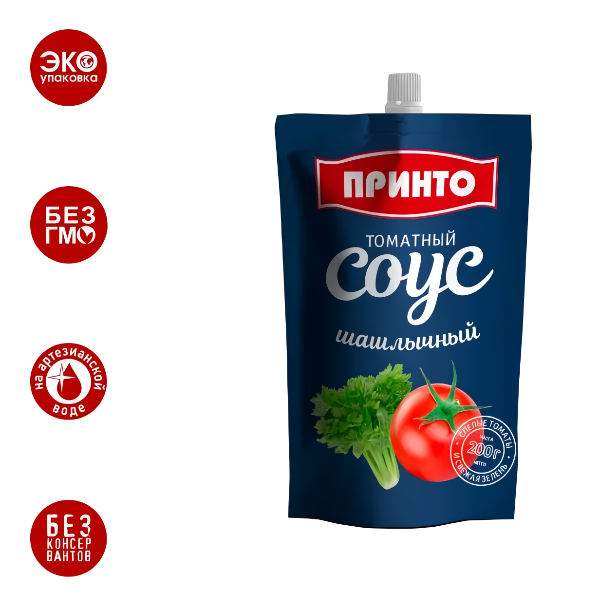 Соус томатный "Шашлычный" Принто, дой-пак с дозатором 200гр 2шт