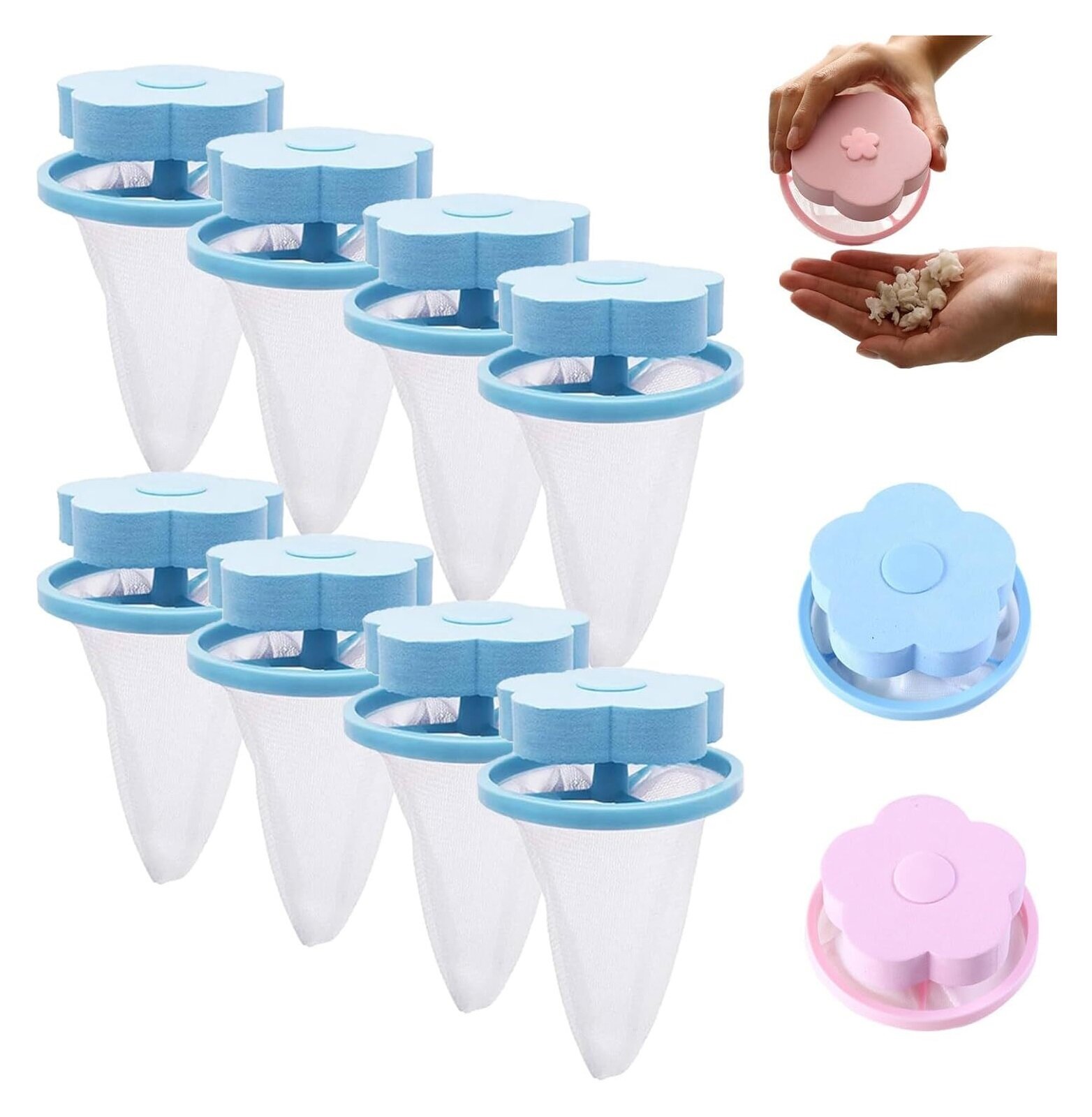 Сборщик ворса , для стиральных машинок, многоразовый, сетчатый, 8 штук