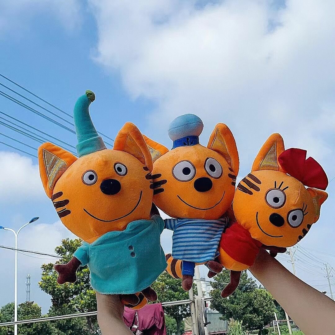 Мягкая игрушка"Три кота" , подушка-обнимашка, Коржик, Карамелька и Компот 3 шт