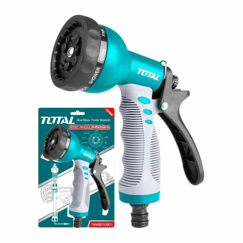 Пистолет-распылитель садовый TOTAL THWS010901, пластик, 9 режимов, дождеватель