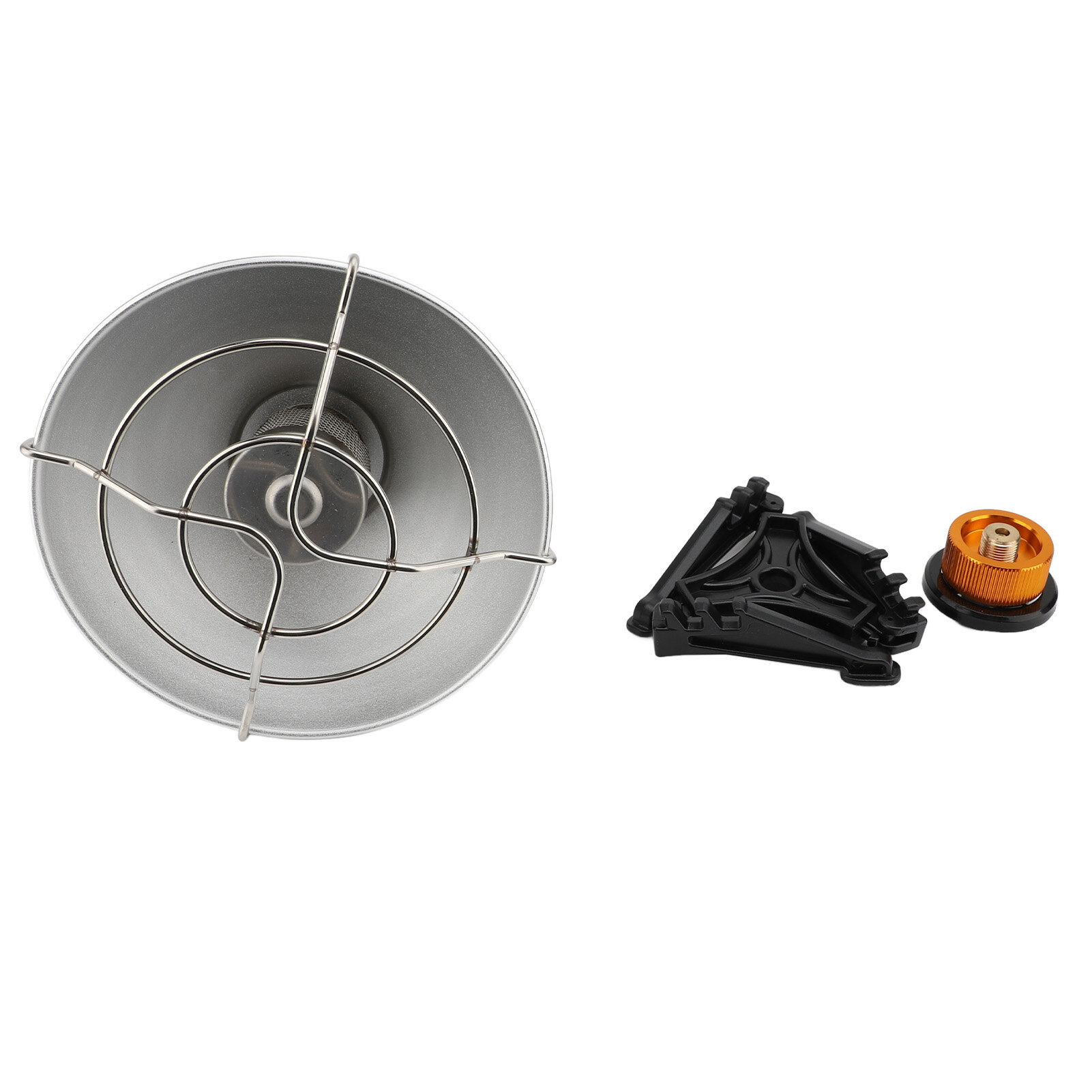 Газовый обогреватель с регулируемым быстрым нагревом, работающий на бутане, с резьбовым соединением и кассетным адаптером для кемпинга.