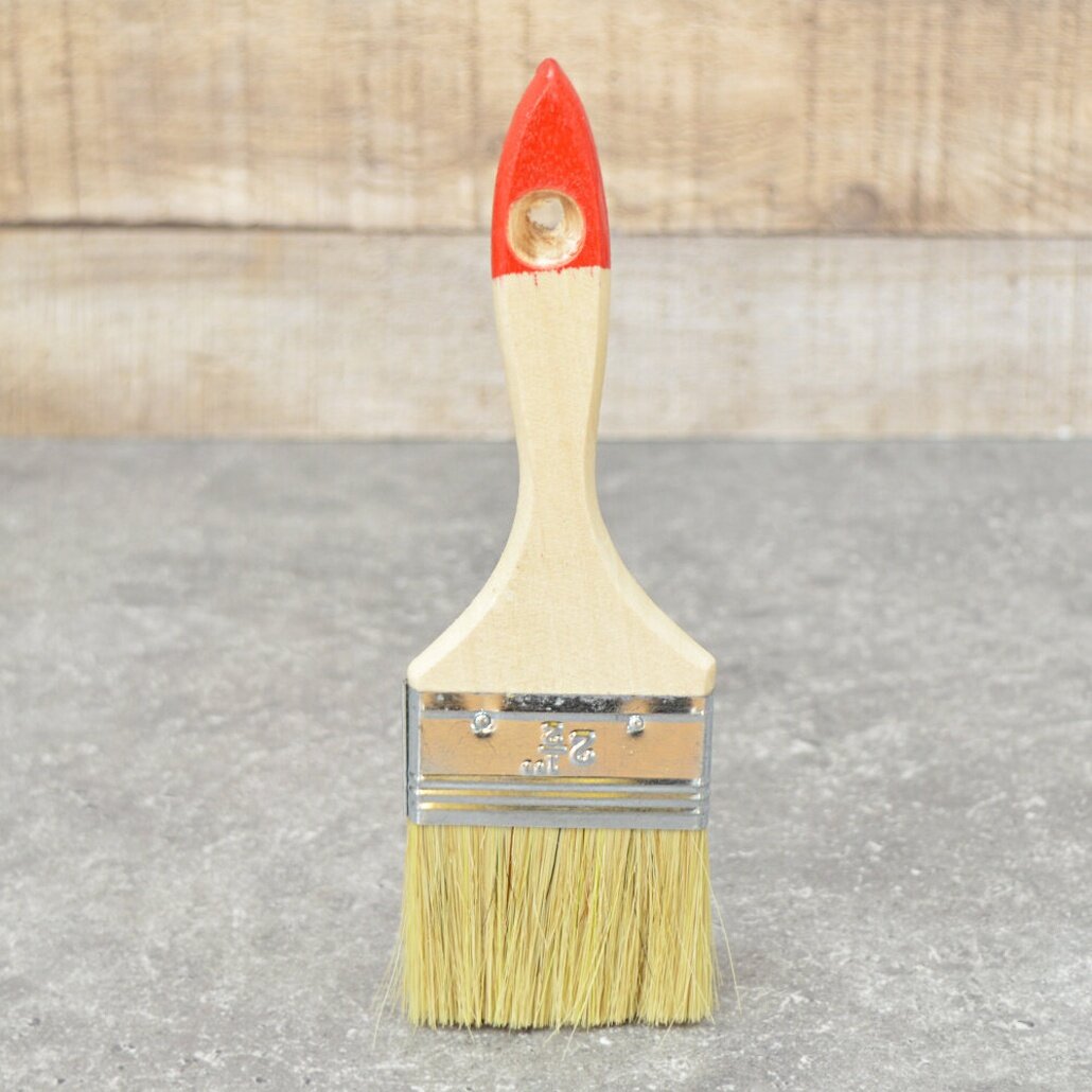 Кисть плоская 2,5"/63 мм, искусственная щетина, деревянная ручка, бежевый цвет