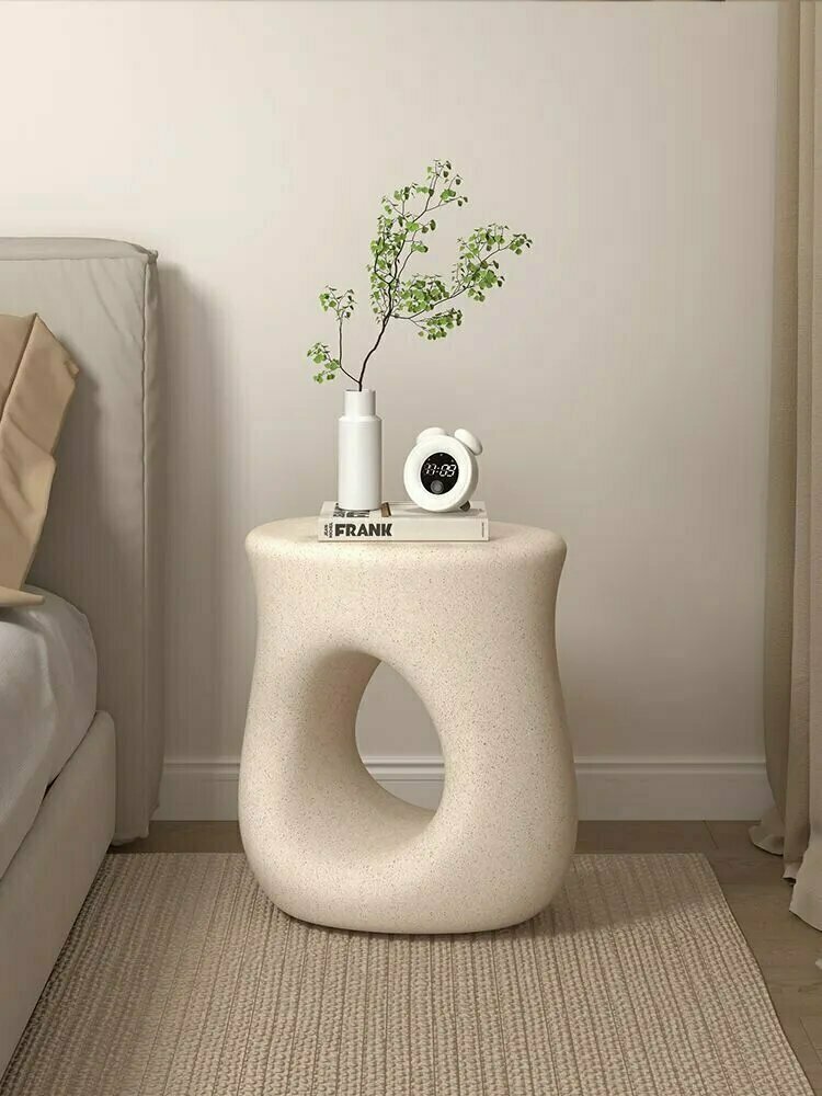 Журнальный стол, овальная столешница, белый, пластик, 40,5x27x45см