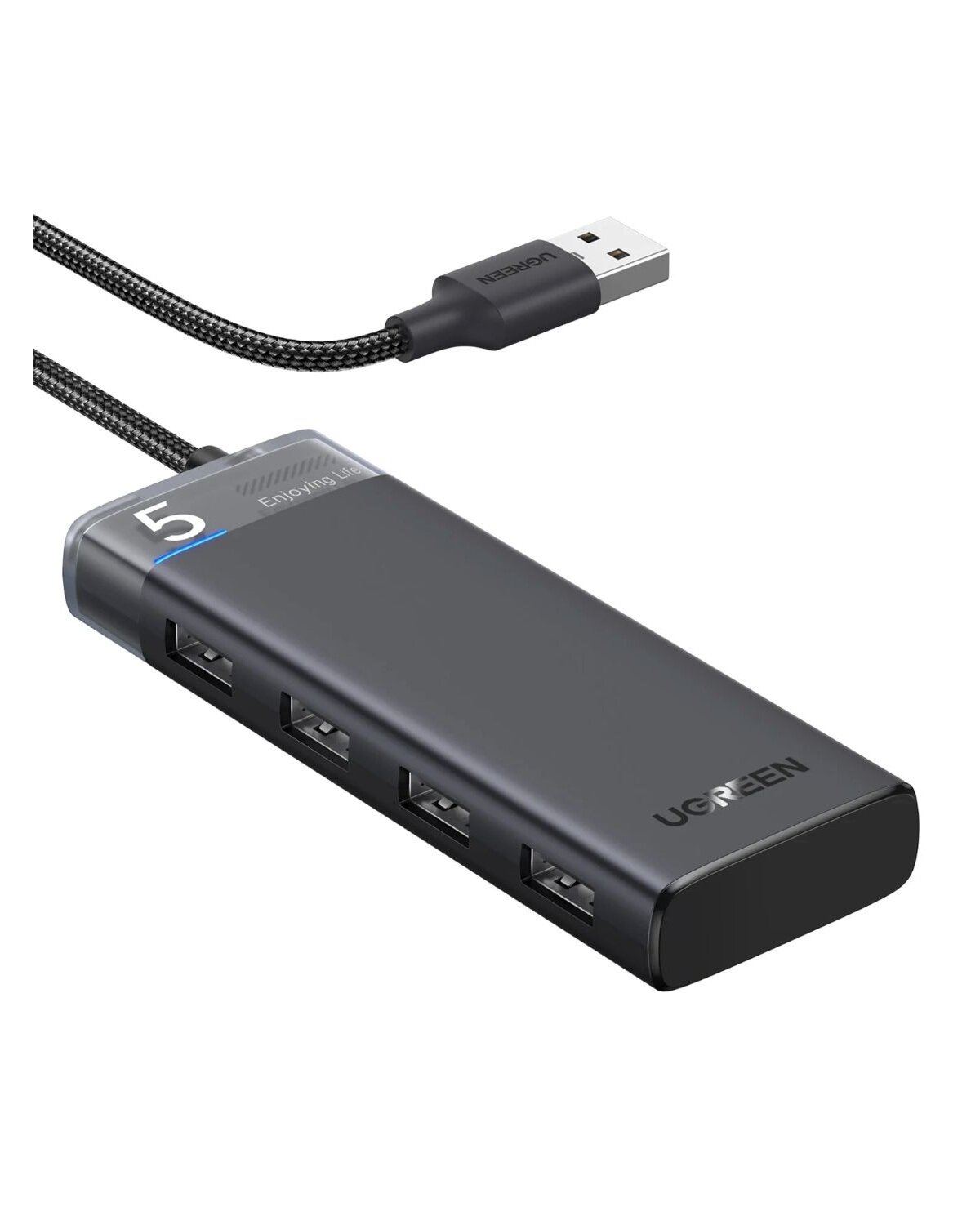 Хаб UGreen CM653, чёрный, 4 USB-порта, 1 USB-порт с зарядкой, 4 порта USB-A