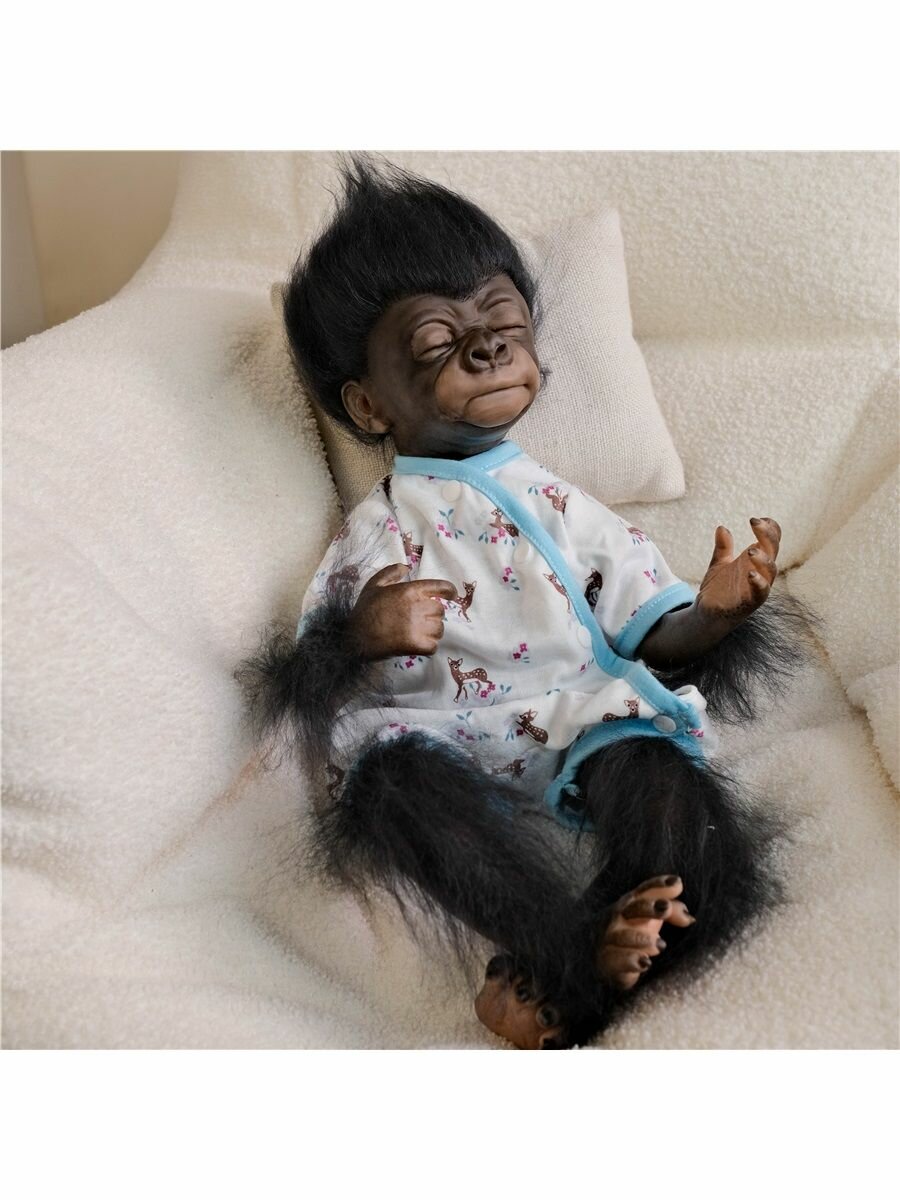 45-сантиметровая спящая обезьянка-реборн из NPK, реалистичная черная кукла-орангутанг с мягким телом, детские игрушки, коллекционные художественные подарки
