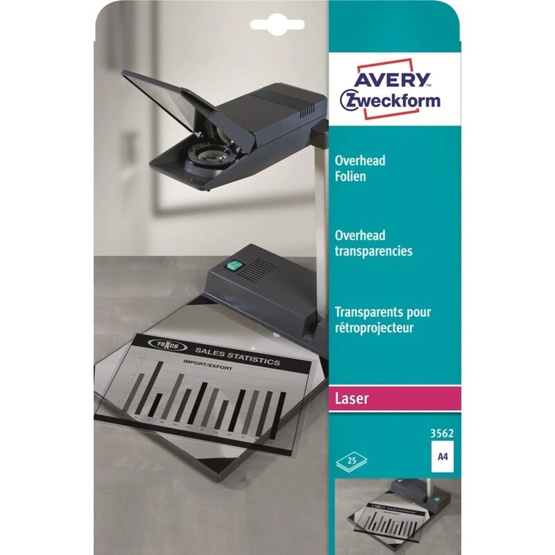 Пленка для проекторов Avery Zweckform AZ3562 д/лаз. прин, 25шт./уп