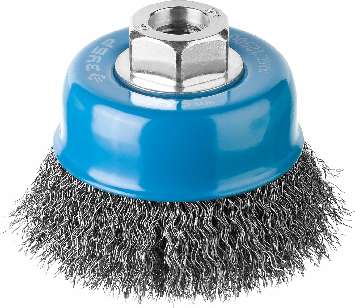 Чашечная щетка-крацовка ЗУБР, 75 мм, витая, стальная проволока 0.3 мм, для УШМ 35261-075_z02