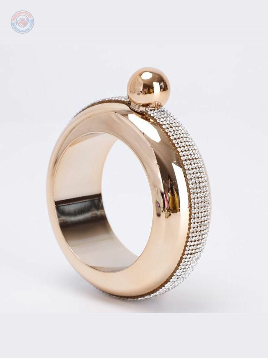 Фляга-браслет 100 мл из нержавеющей стали 304, розовое золото с бриллиантами, компактная дорожная фляга для вина и крепких напитков, стильный аксессуар для вечеринок и путешествий