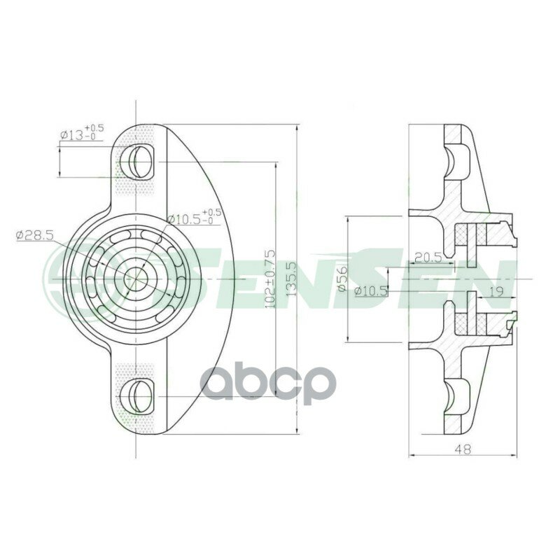Опора амортизатора задняя CHEVROLET Cruze 09-, OPEL Mokka 12- Sensen арт. M61067
