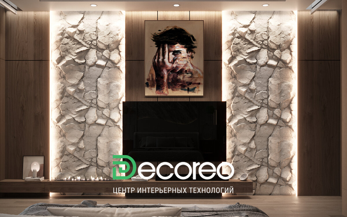 Гипсовые панели на стену "Taormina" 4шт 50х50см/ Панно на стену для интерьера