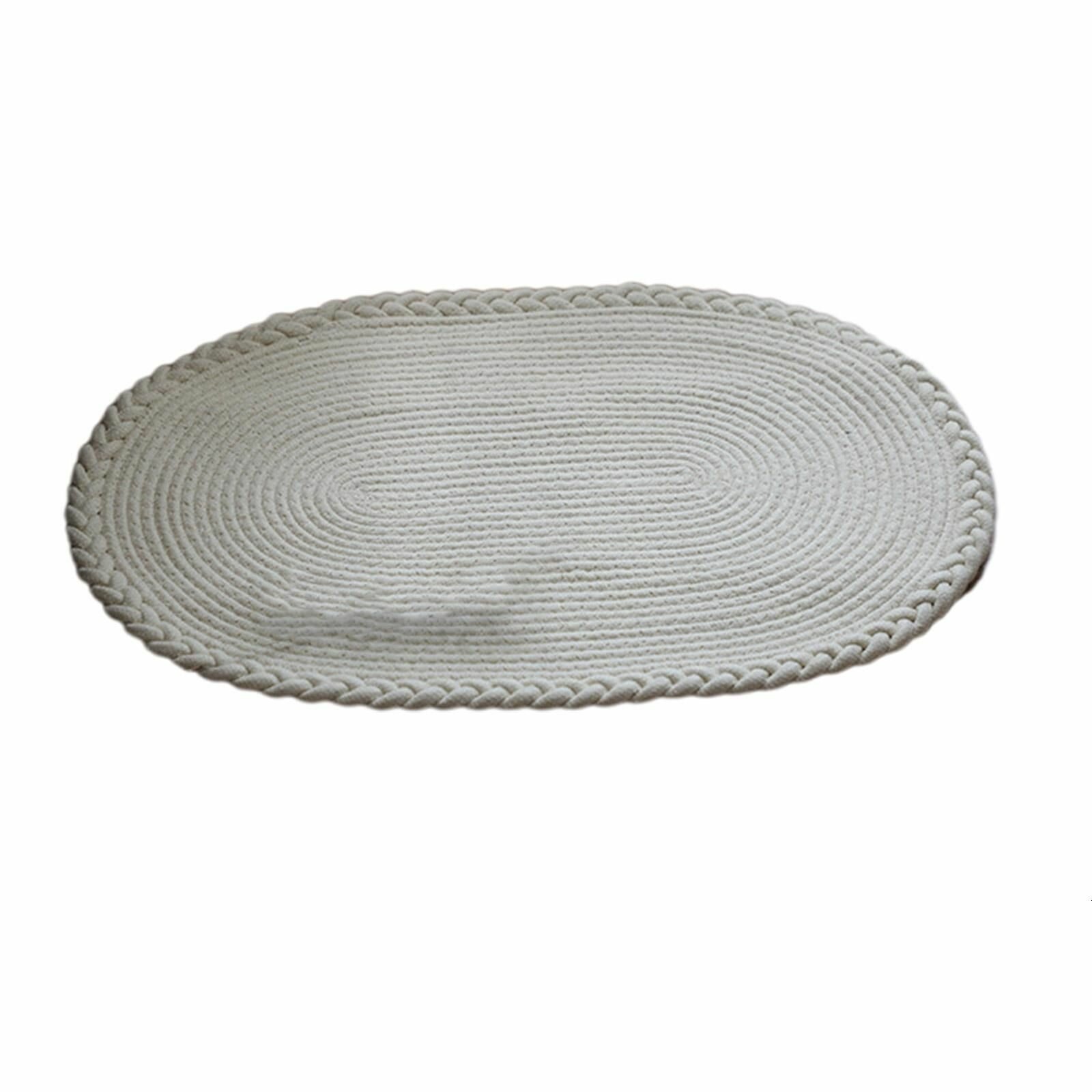 Тканый овальный дверной коврик-бежевый