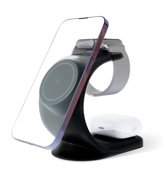 Беспроводная зарядная станция на три устройства VLP Powerstand 3 in 1 с Magsafe (1091003) для iPhone/Apple Watch/Airpods (черный)