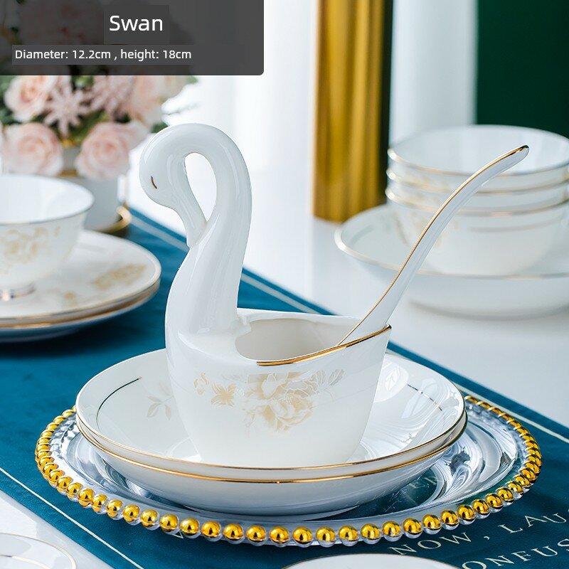 Набор посуды из Цзиндэчжэня: миска для риса, тарелка, суповая миска, новая китайская простая миска для лапши, набор