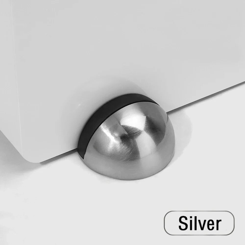 Резиновый дверной ограничитель из цинкового сплава серебристый