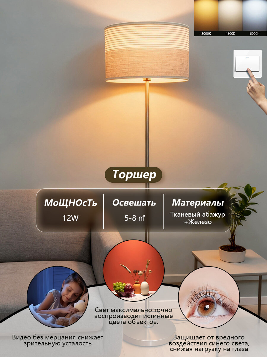 Минималистичный торшер, подходящий для гостиных и спален; американская винтажная настольная лампа