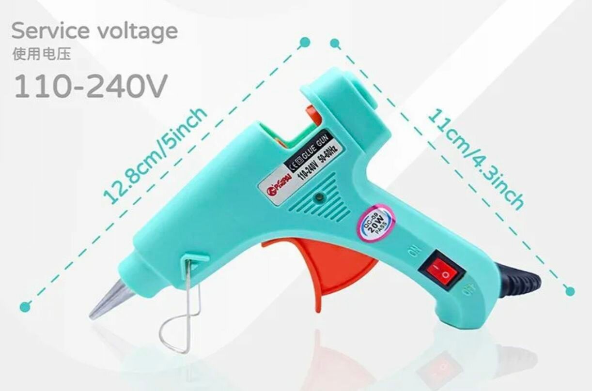 Клеевой пистолет, диаметр стержня 7 мм, (термопистолет), зеленый