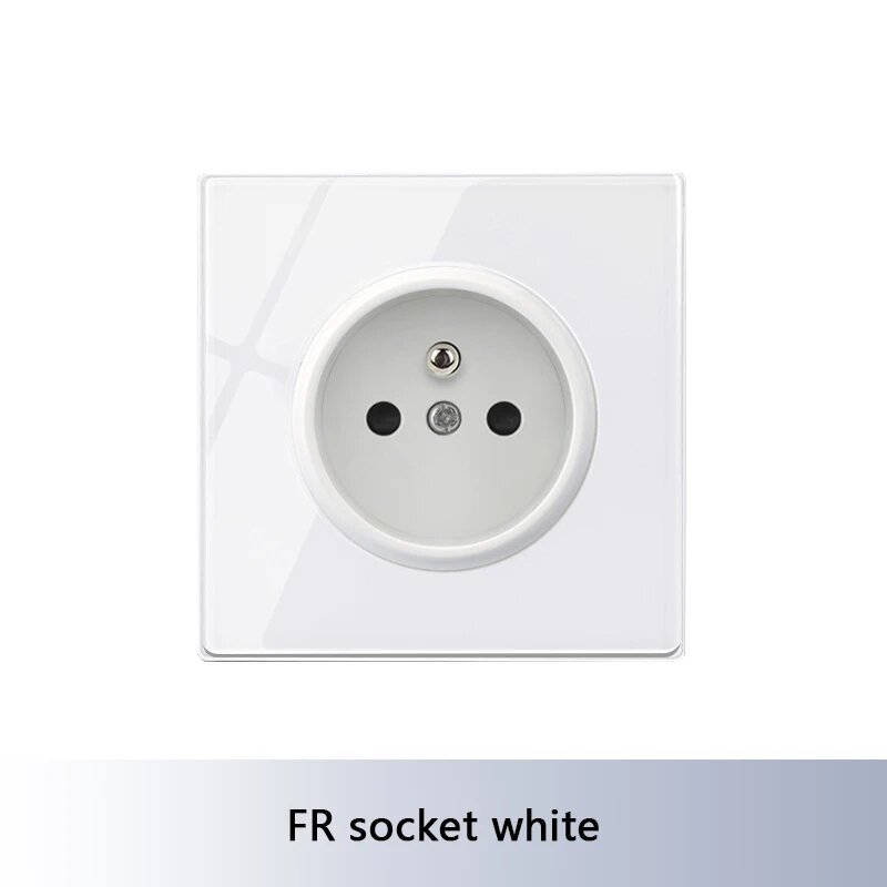 Европейская Французская электрическая розетка 16 А, домашняя настенная панель из закаленного стекла, европейские и корейские стандартные электрические розетки типа 86 FR socket white