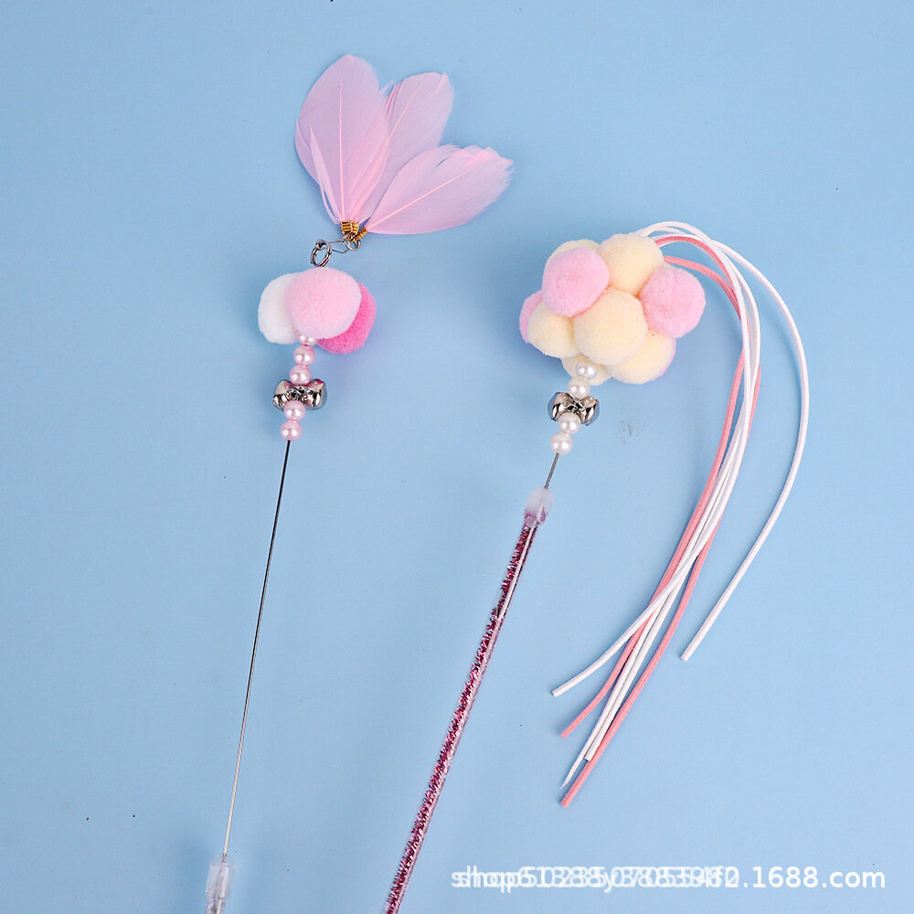 Оптовая сеть красная кошка фея дразнящая кошачья палочка два комплекта длинное перо стальной проволоки игрушка укус