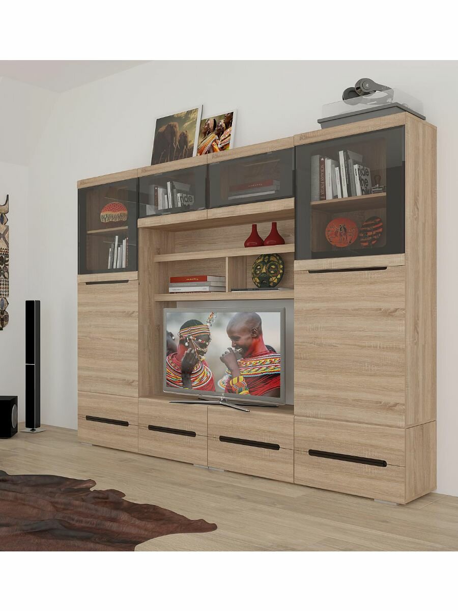 Гостиная Эколь Вариант №2 2224х1808х382 Дуб сонома, МИФ