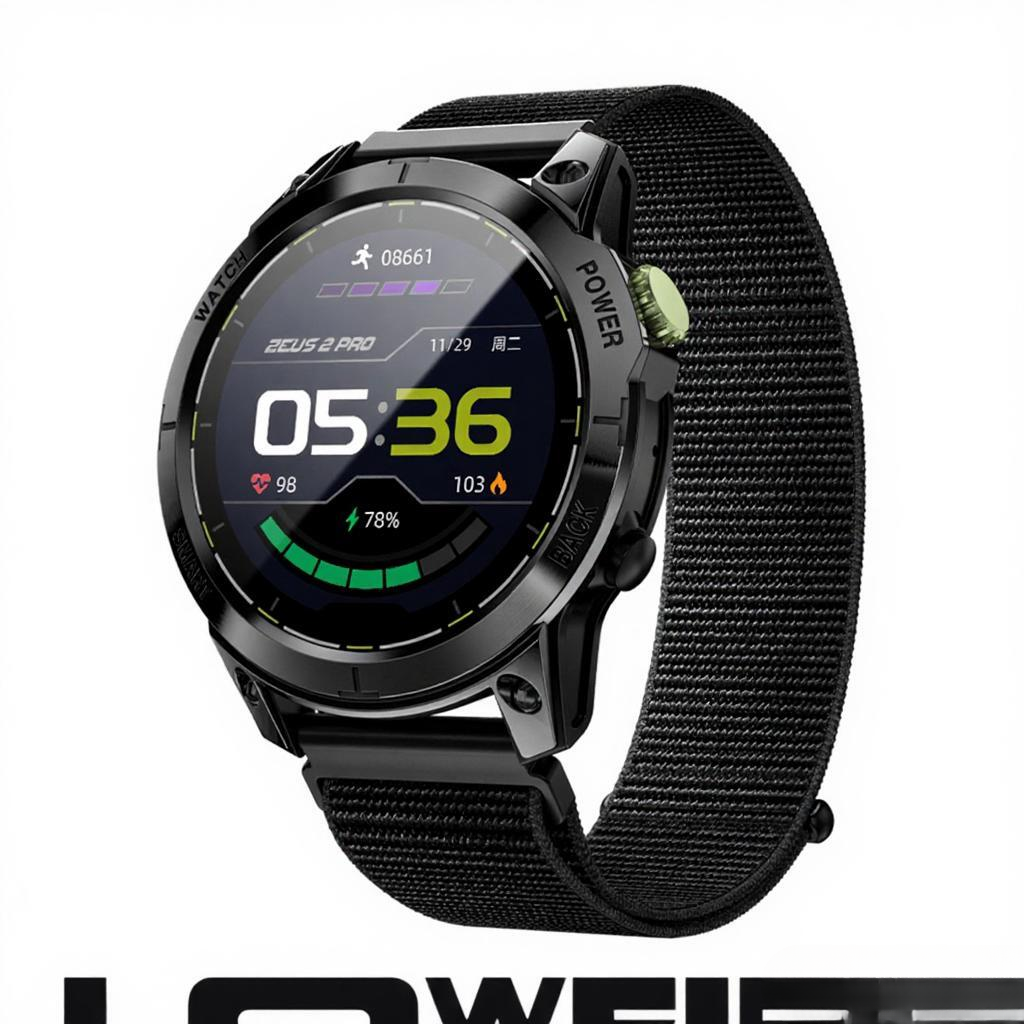 Часы умные ZEUS 2 PRO экран TFT LED 1.45 дюйма FullTouch Bluetooth вызовы трекер фитнеса водонепроницаемость IP68 монитор кислорода в крови сна пульса давления много режимов спорта черный зеленый ремешок 1 шт 300mAh CO-FIT Android iOS