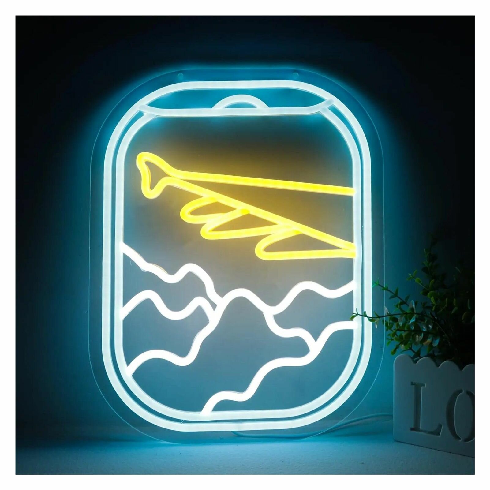 Неоновая Вывеска В Виде Окна Самолета С Авиационной Тематикой,39 См X 30 См