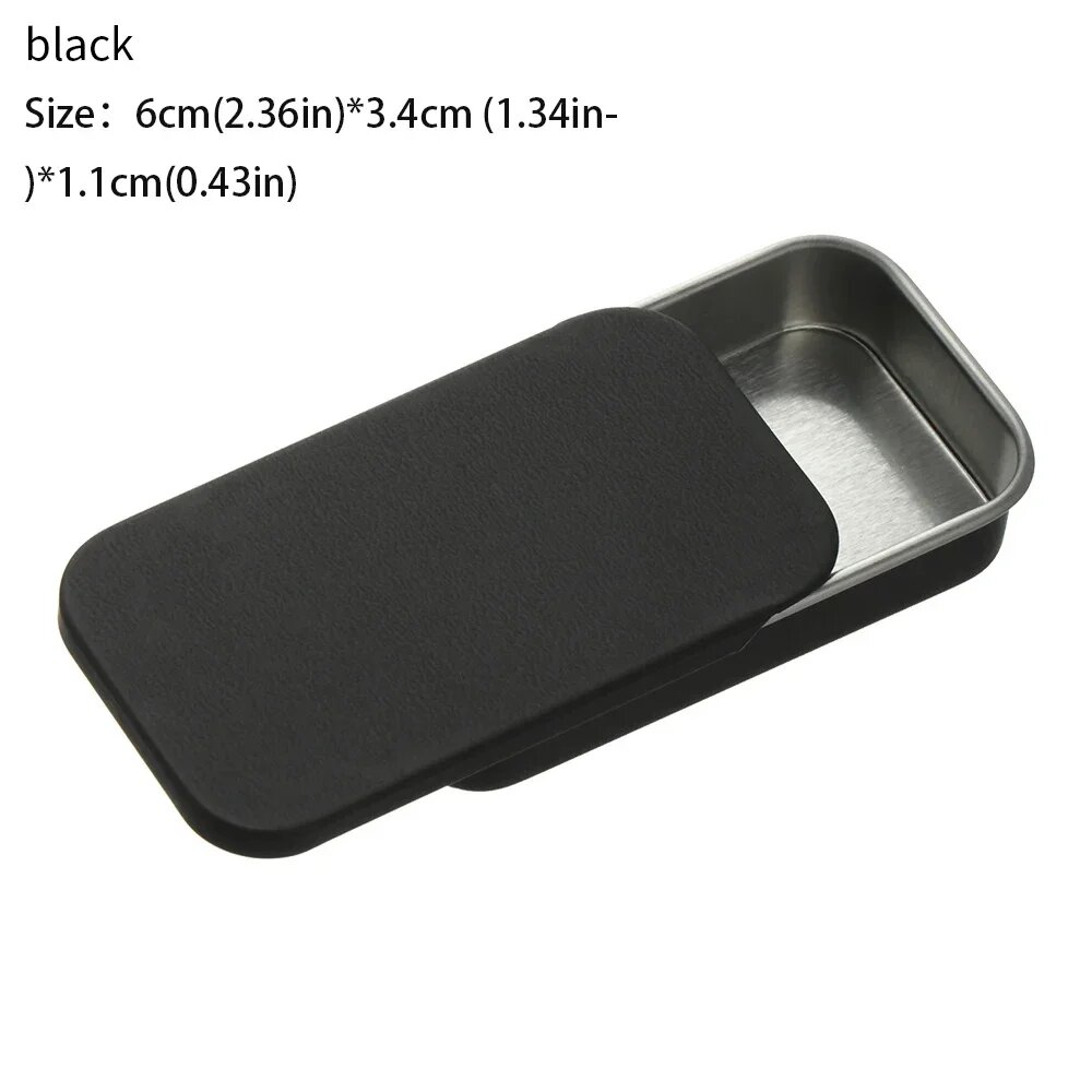 Металлическая прямоугольная пустая коробка Черный, Black 6x3.4x1.1cm