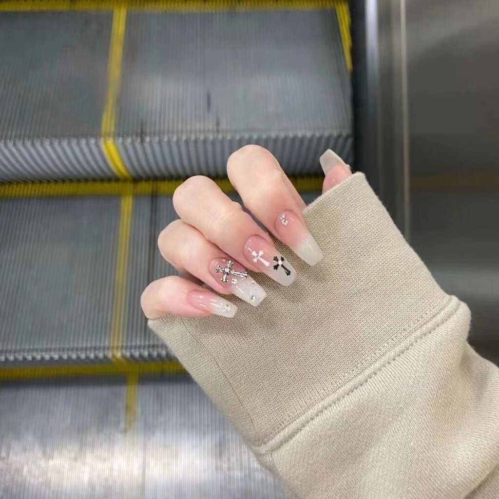 Наклейки для ногтей fashionable retro cross, черный, белый