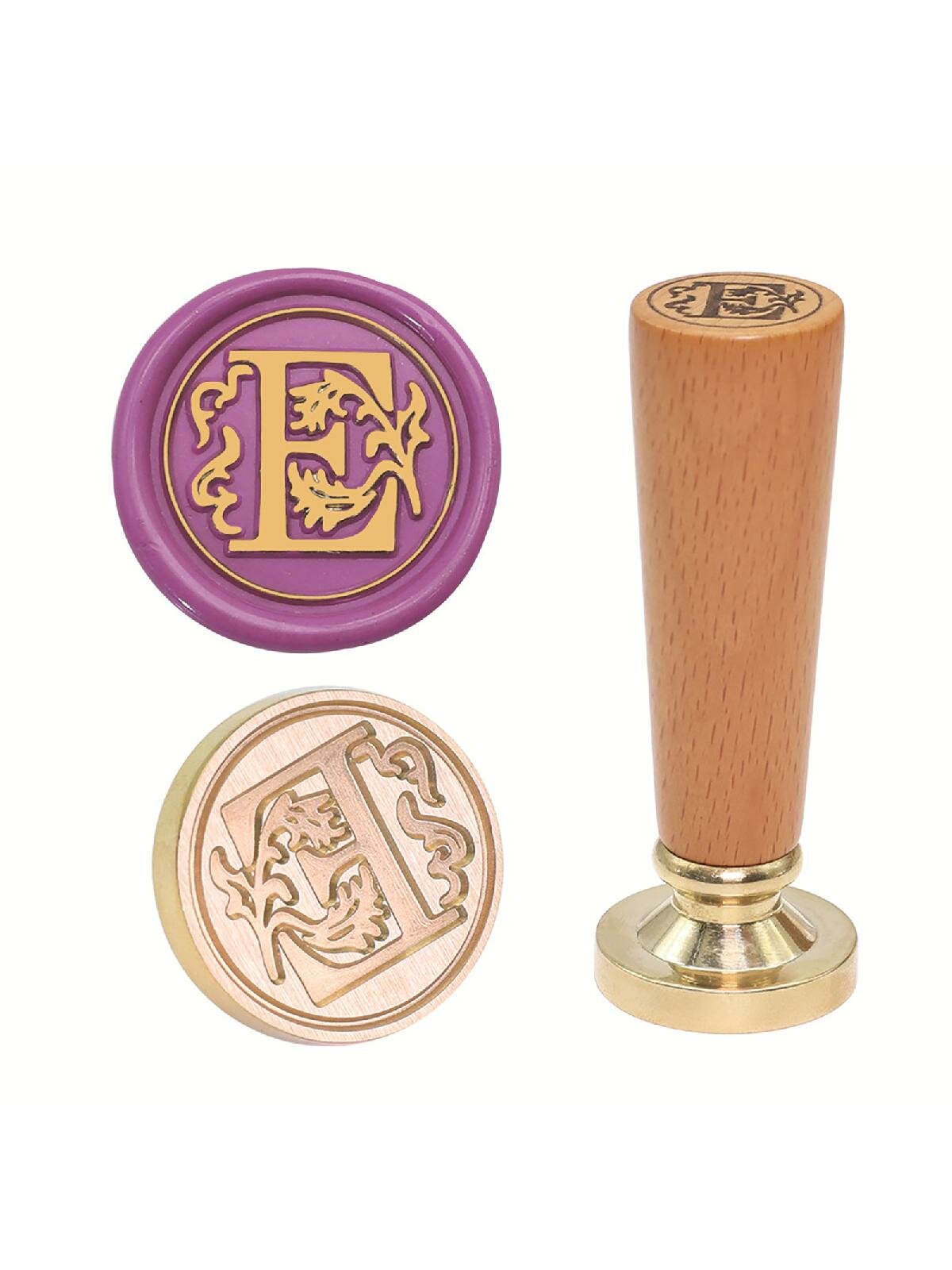 Винтажный восковой печатающий штамп Латунный инструмент для тиснения со сменным основанием из бука