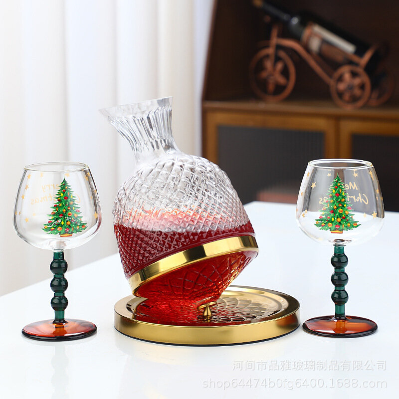 Высококачественный боросиликатный стеклянный креативный стакан, вращающийся декантер для вина, рождественский бокал, чашка для холодных напитков, сока и воды