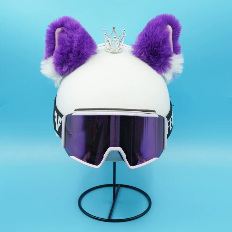 Аксессуары для лыжных шлемов, стерео, белые, розовые, кружевные кошачьи уши, декоративный шлем, лыжный шлем, съемный
