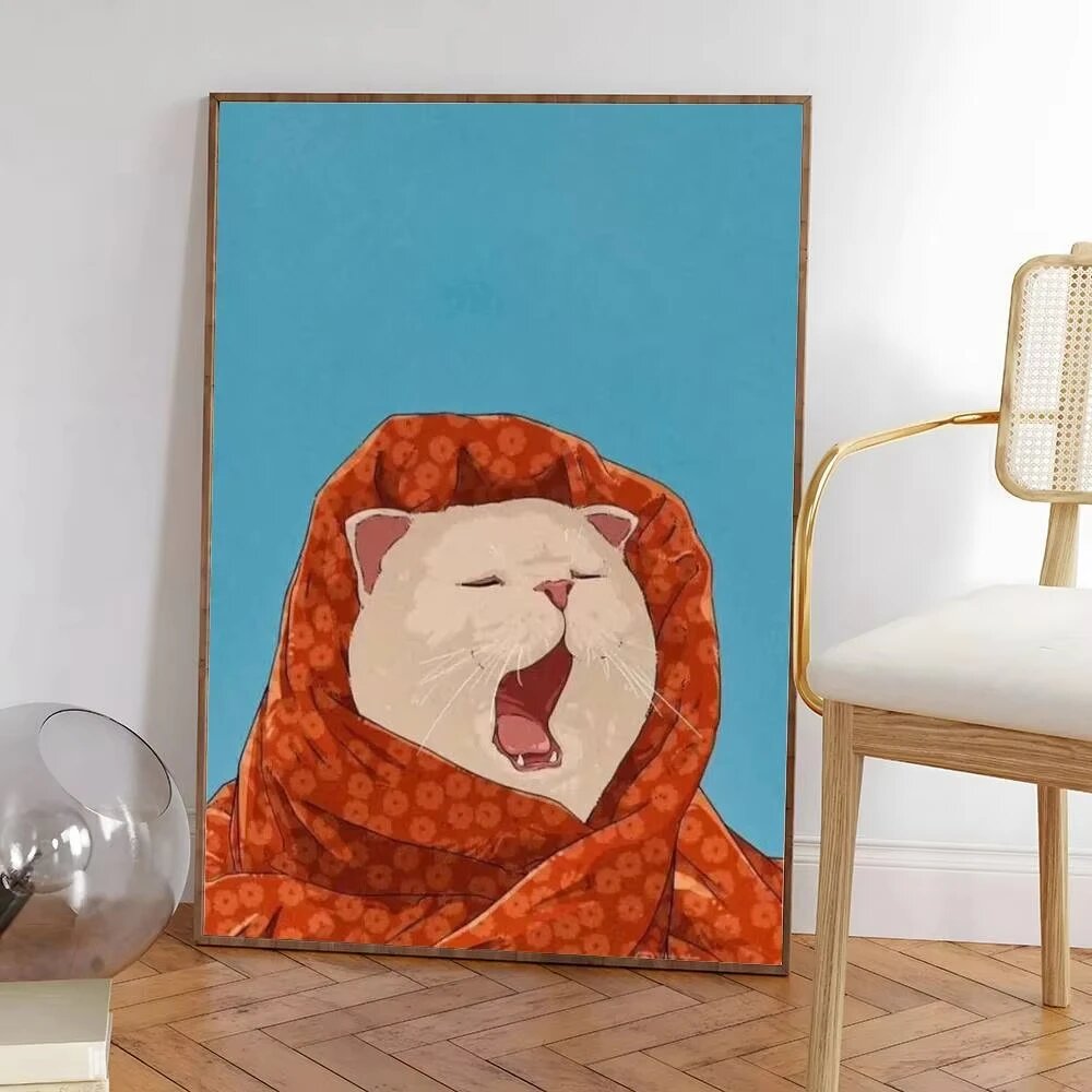 Абстрактная картина с кошкой на холсте 18, 30X40cm Unframed