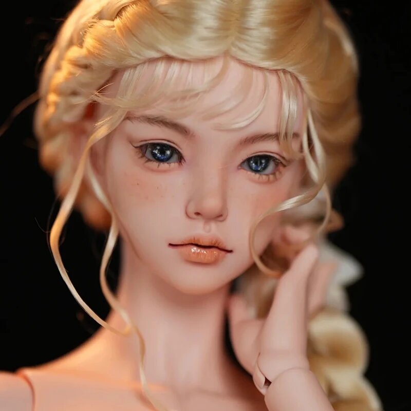 Шарнирная кукла BJD 1/3 Mari резиновая голова с макияжем No makeup Nude Doll, Tan Skin