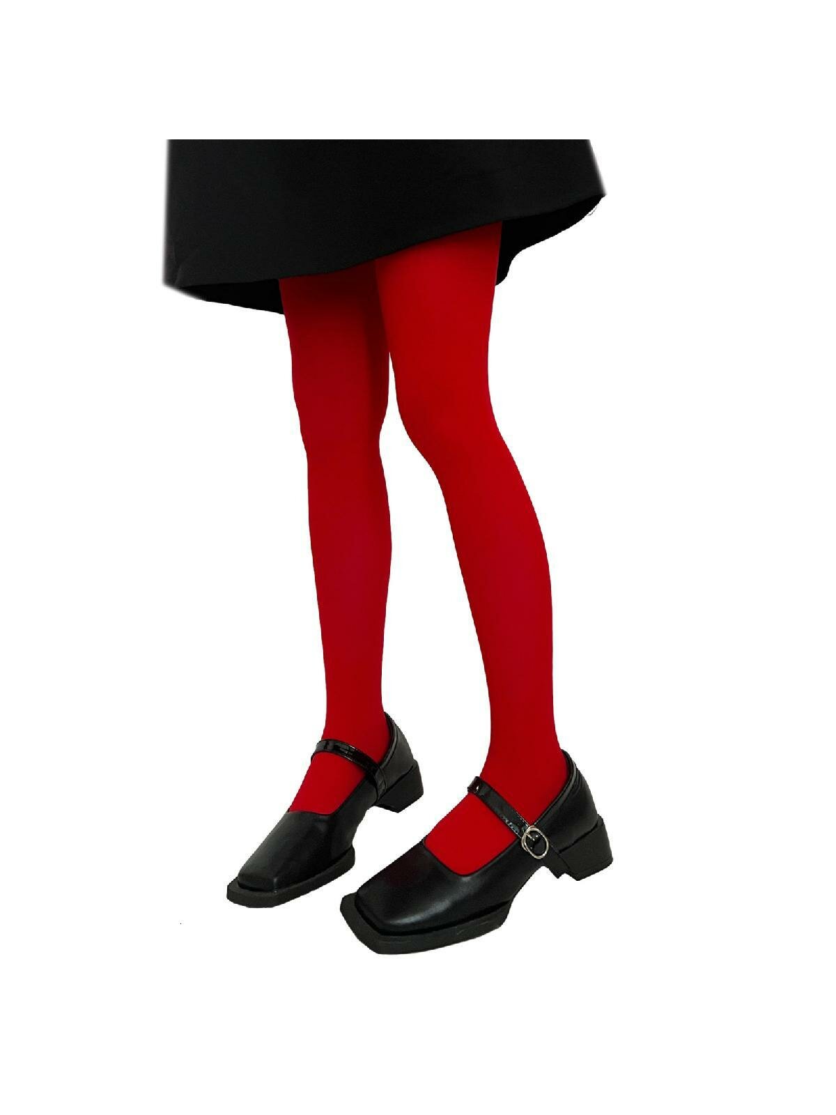 Женские полупрозрачные колготки однотонные, Большой красный