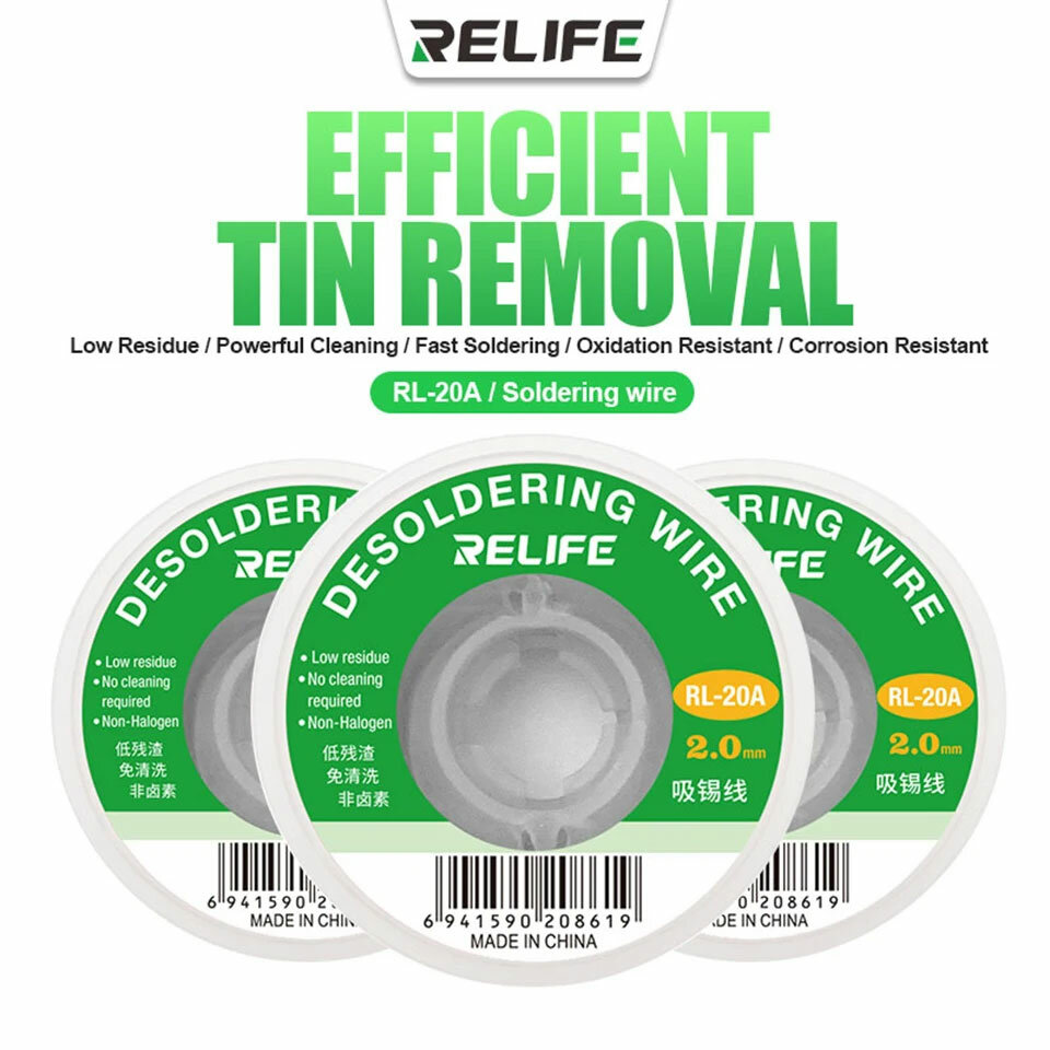 RELIFE RL-20A паяльная лента для удаления припоя, 20 мм, 80 см