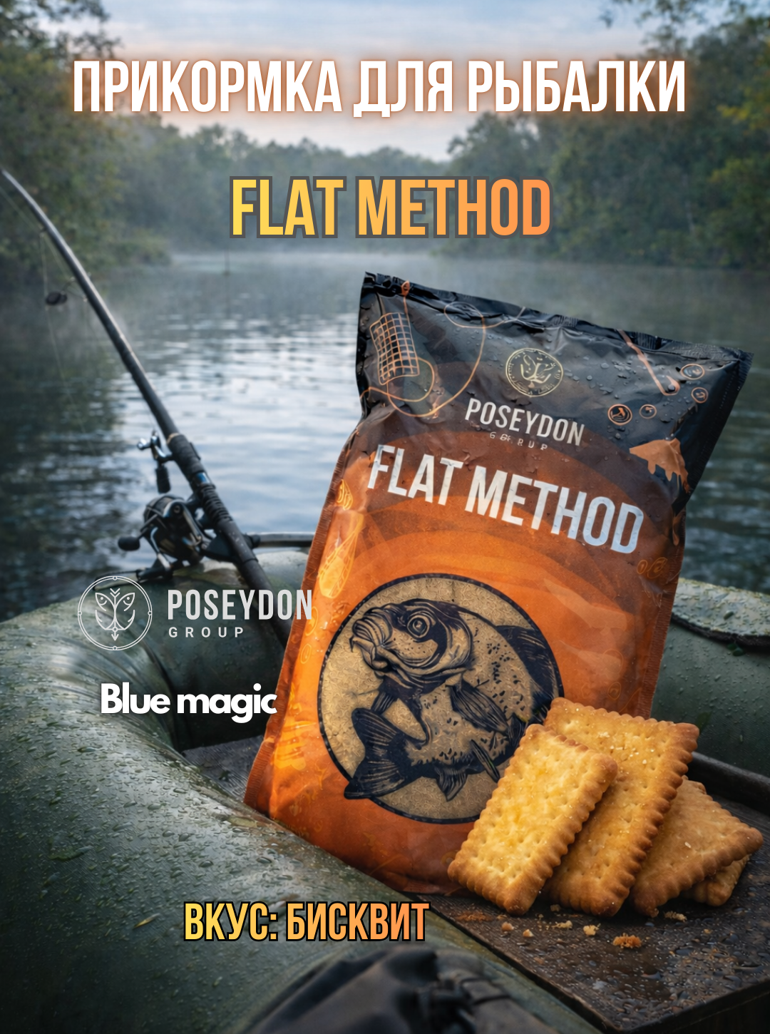 Прикормка для рыбалки Flat Method флэт метод Двойной Бисквит 1 кг