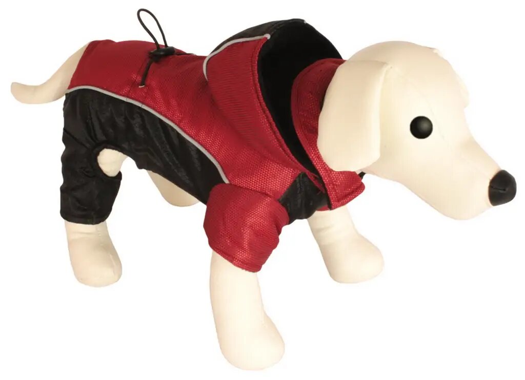 Комбинезон DEZZIE красно-черный, унисекс полиэстер флис для собак малых и средних пород . Размер S.