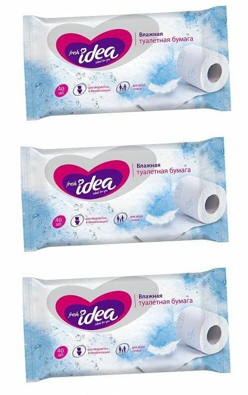 Emily Style Бумага влажная туалетная Fresh idea, увеличенный размер, 13x18 см, 40 шт, 3 уп